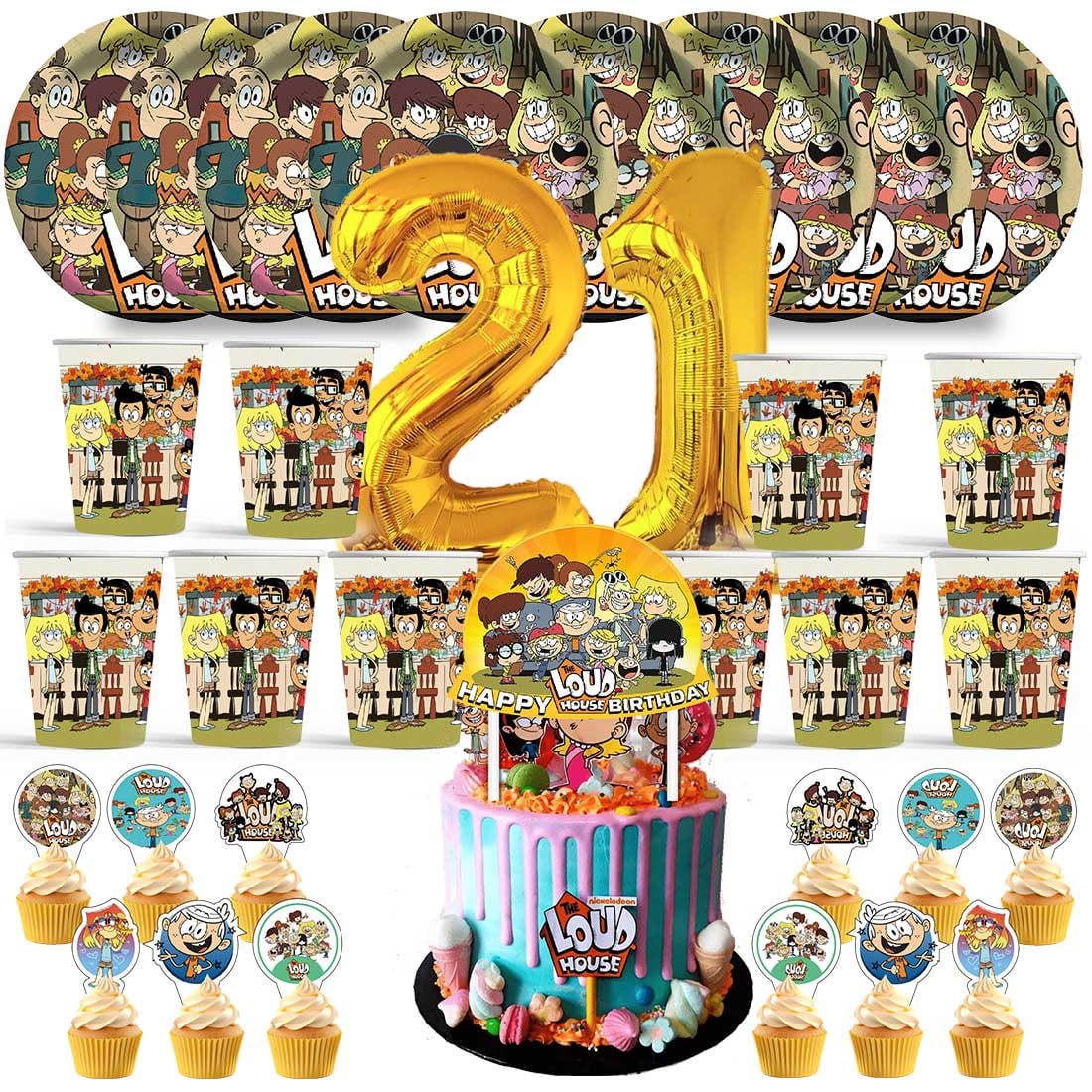 Loud House Birthday 21th Cups Party Supplies Plates Fans Decorations ...