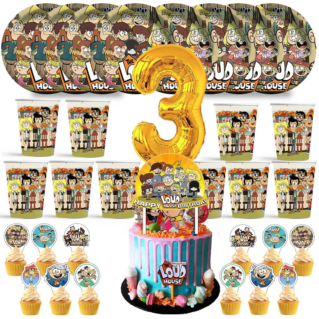 Loud House Birthday 3rd Cups Party Supplies Plates Fans Decorations ...