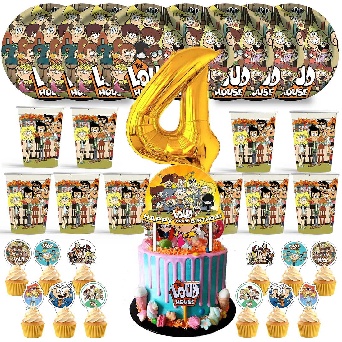 Loud House Birthday 4th Cups Party Supplies Plates Fans Decorations ...