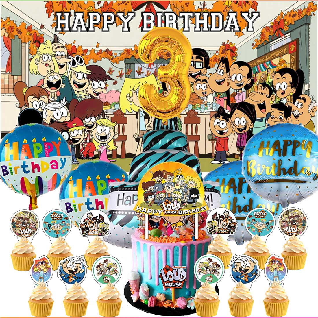 Loud House Party Supplies Decor 3rd Kit Balloons Birthday Cake Topper ...
