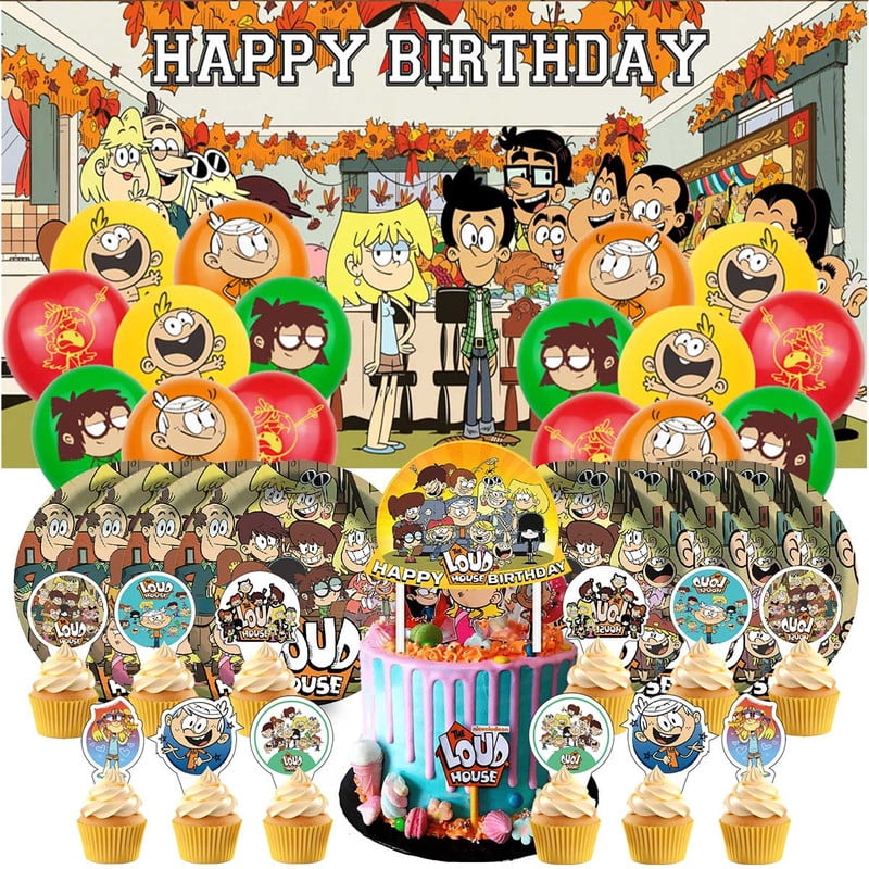 Loud House Party Supplies Decor Backdrop Cake Topper Plates Balloons ...