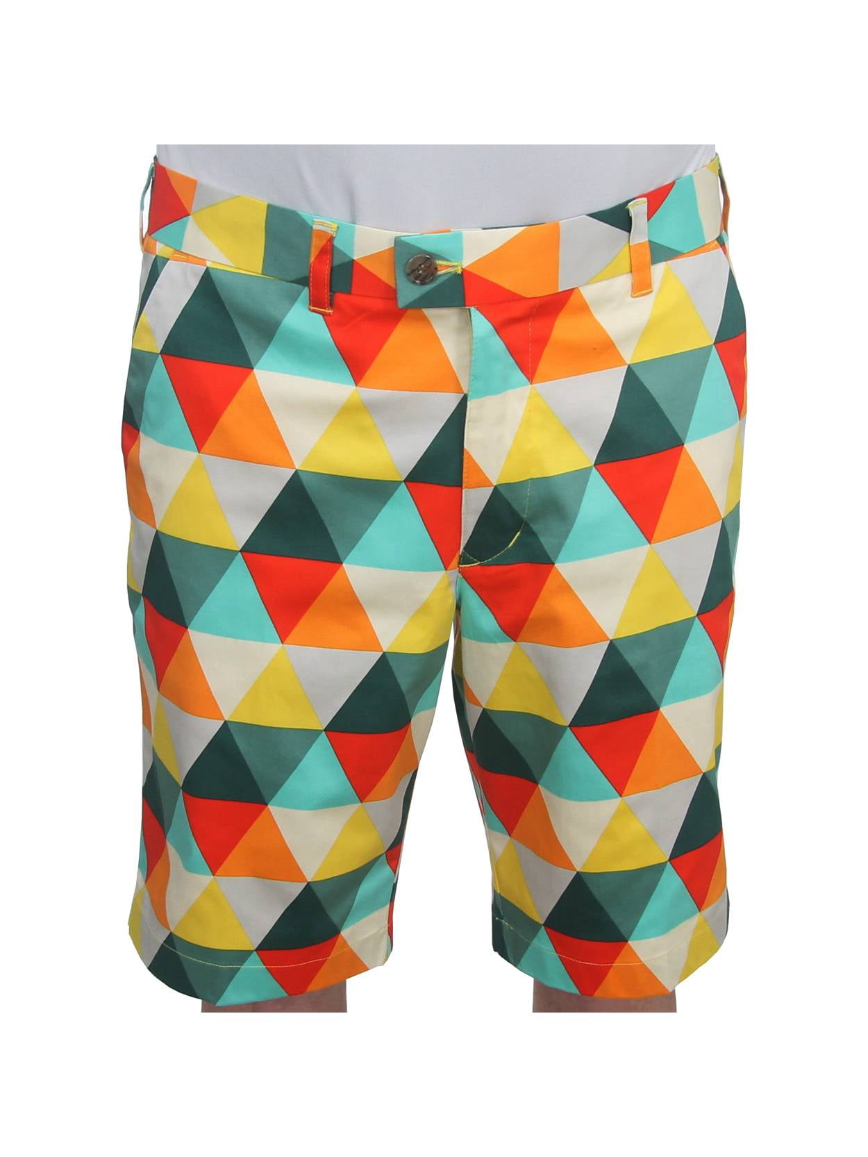 LoudMouth Golf Folsom Prism-S Flat Front Short, 36" Multi-Color Prism ...