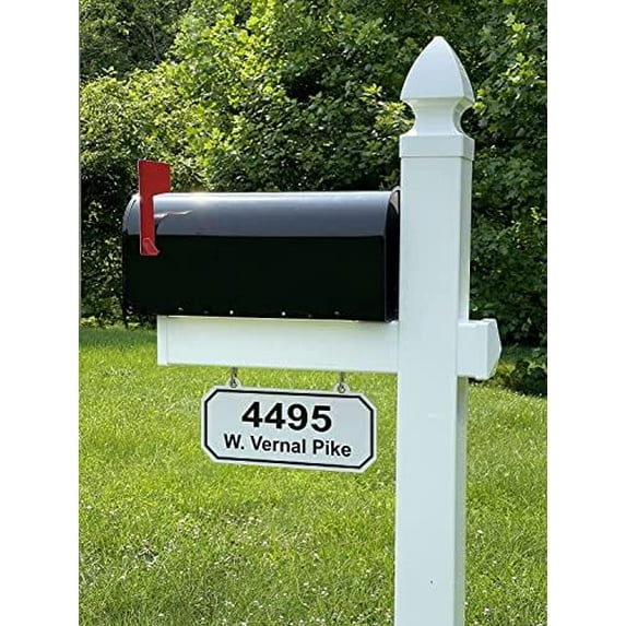 The Loudon Mailbox with Post Included - Black Metal Mailbox with White ...