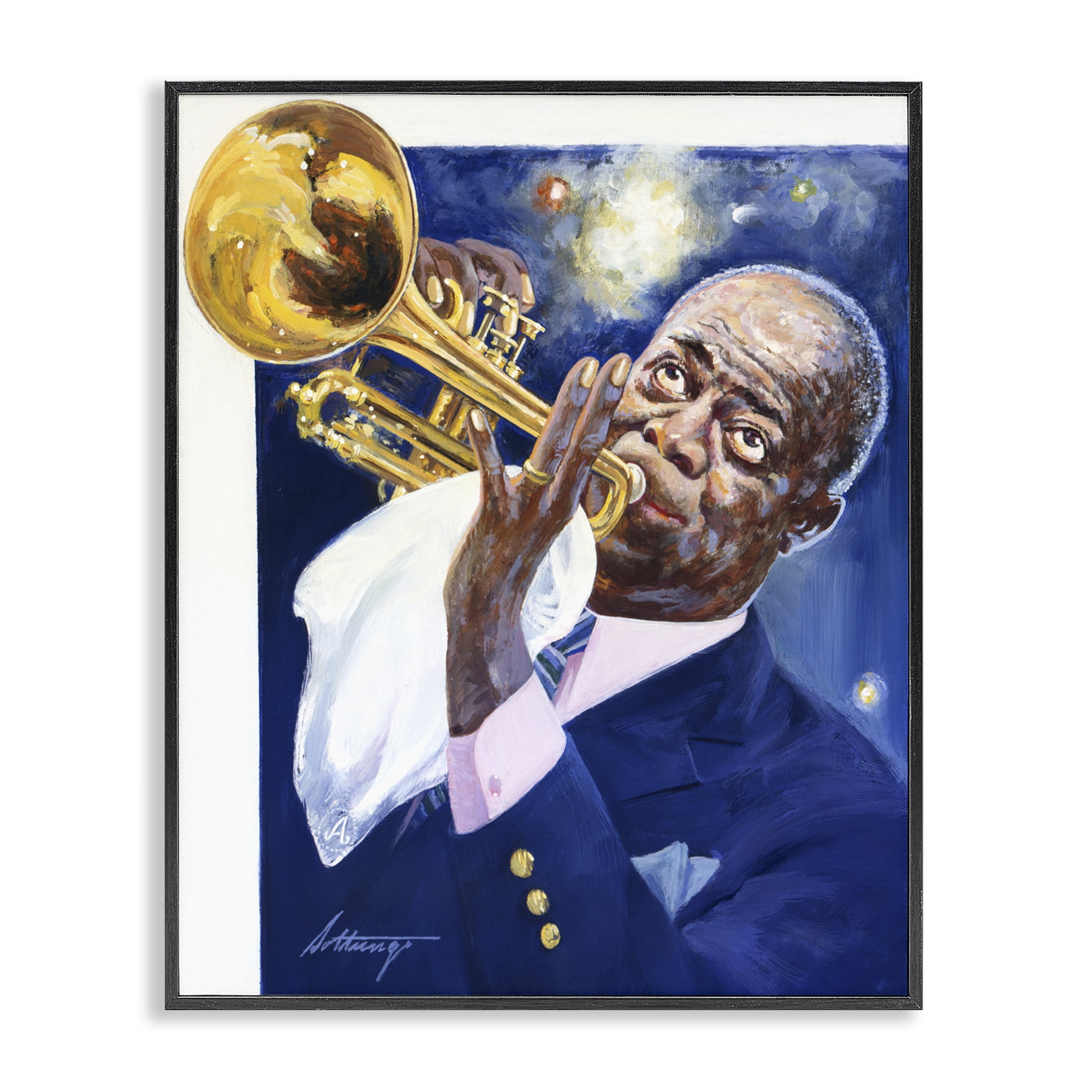 Louis Armstrong Portrait Black Framed Giclee Art, design by Wind River ...