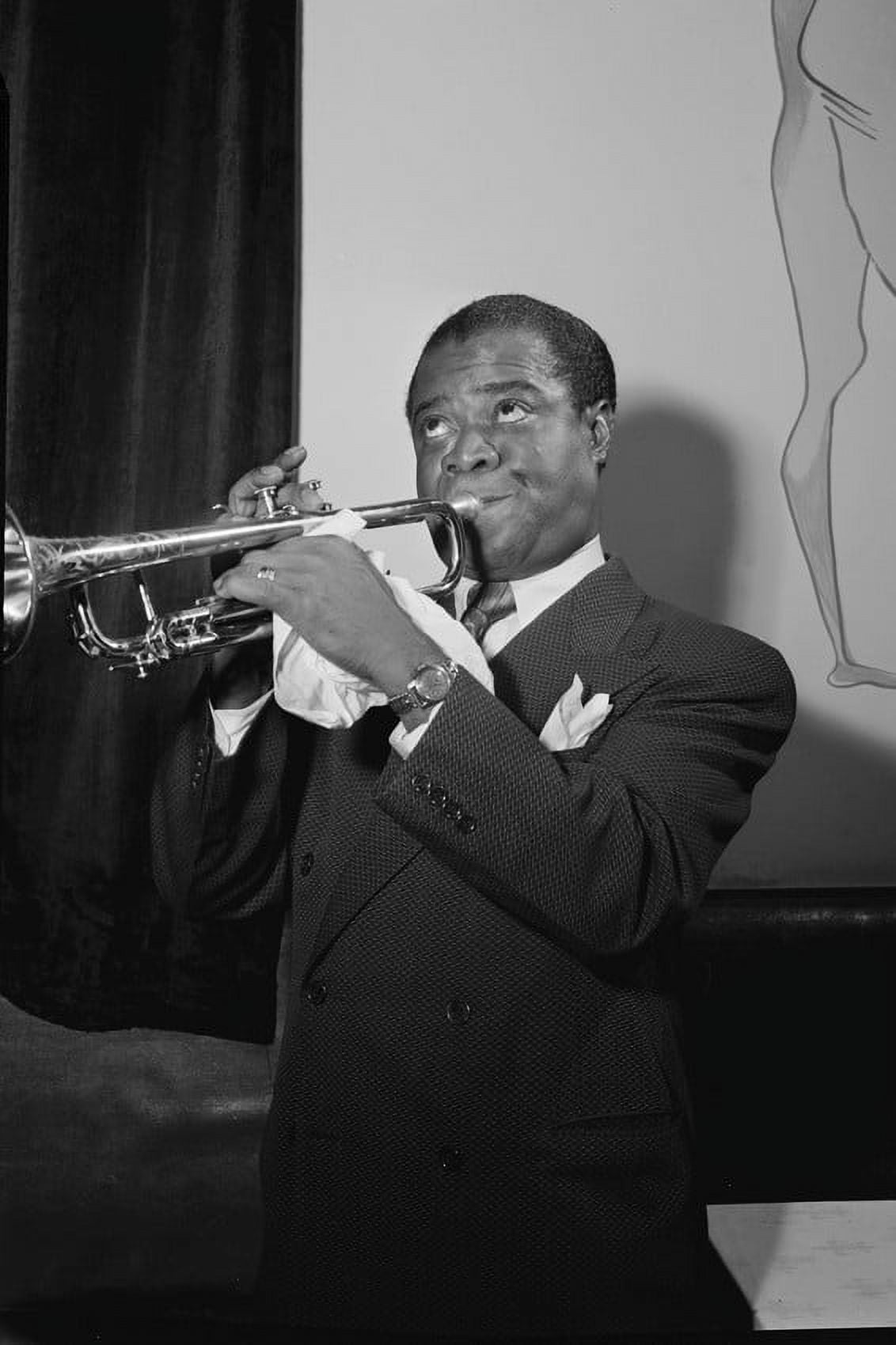 Louis Armstrong iconic b/w image music legend 24x36 Poster - Walmart.com