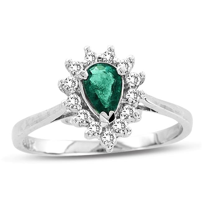 Louis Creations RL1292ED-4 0.53 CTTW Pear Shaped Emerald & Diamond Ring ...