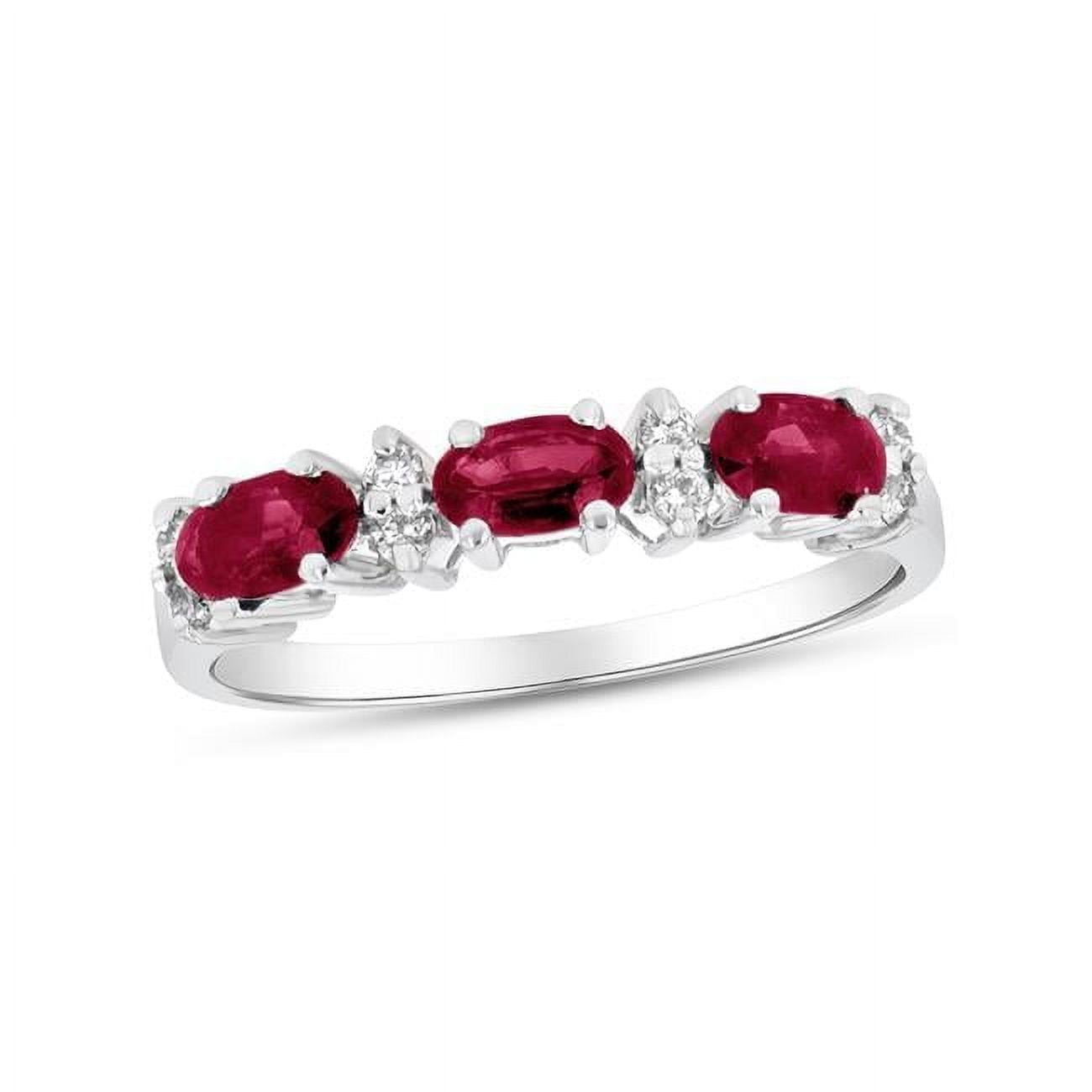 Louis Creations RL2513RD-6.5 0.90 CTW Diamond & Ruby Band, 14K White ...