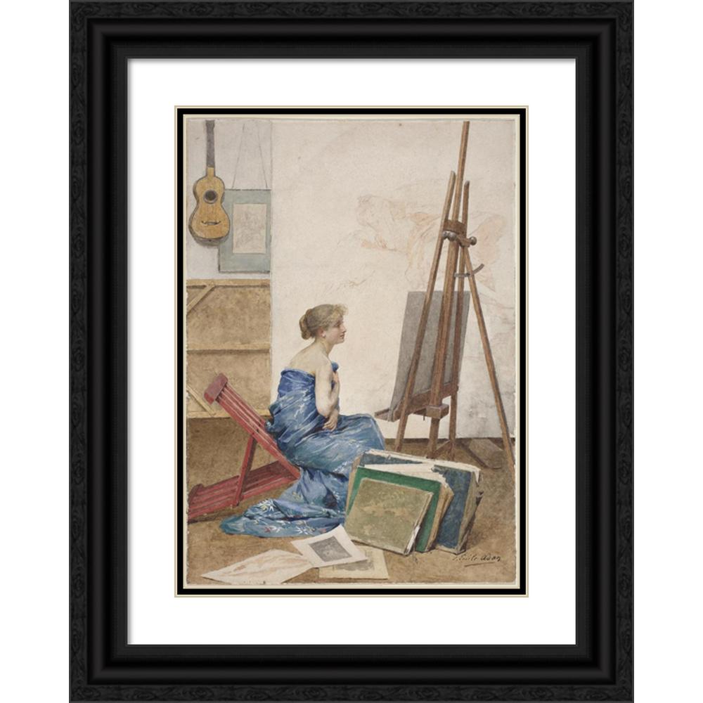 Louis Emile Adan 11x14 Black Ornate Wood Framed Double Matted Museum ...