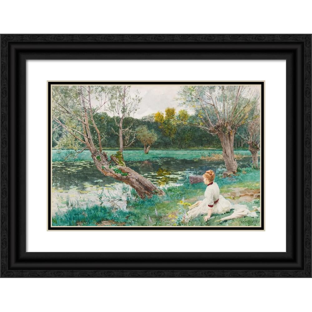 Louis Emile Adan 14x11 Black Ornate Wood Framed Double Matted Museum ...