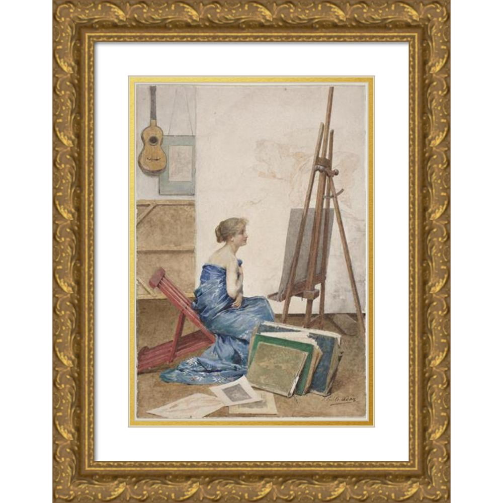 Louis Emile Adan 14x18 Gold Ornate Wood Frame and Double Matted Museum ...