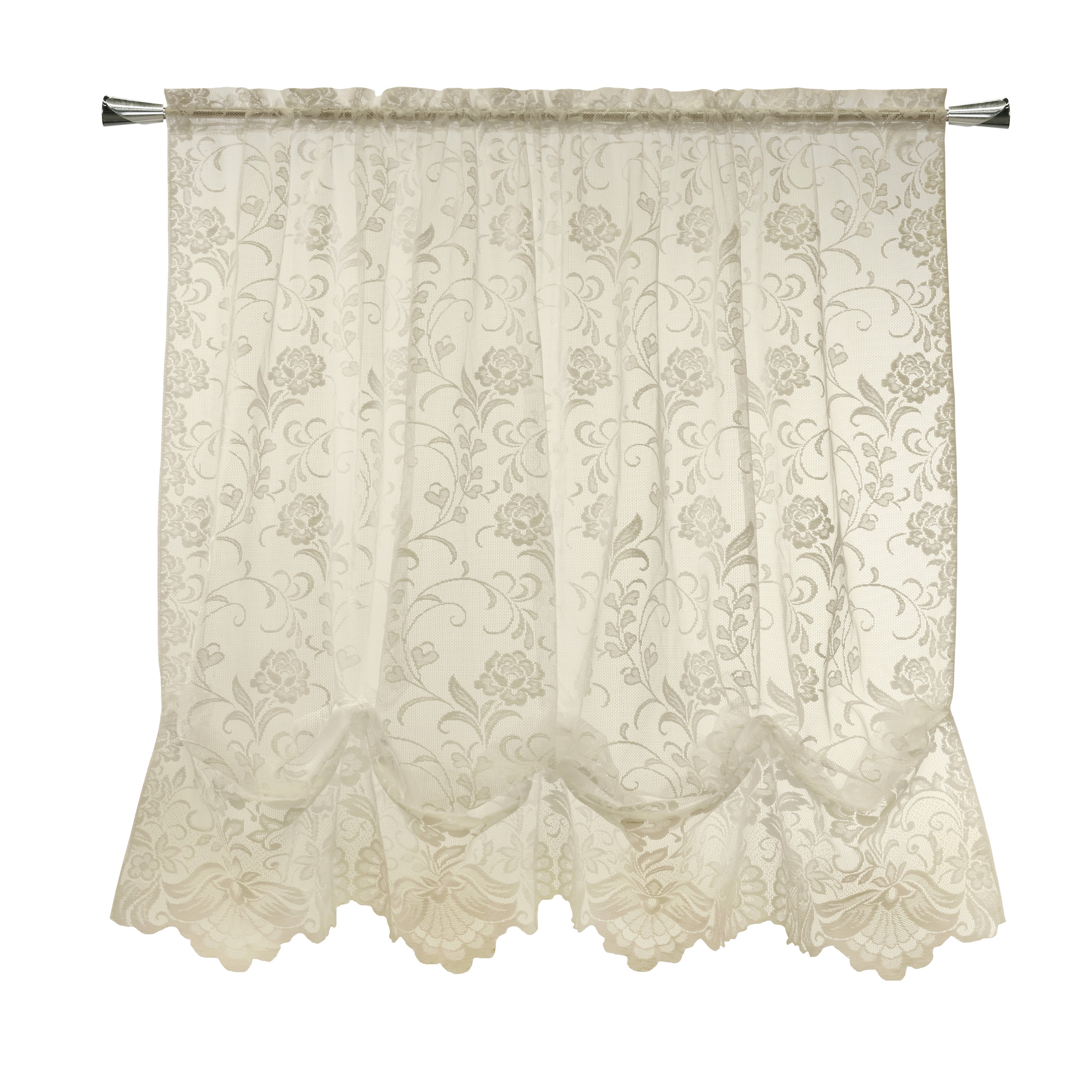 Living Louis Floral Lace Balloon Curtain Panel - Window Treatment ...