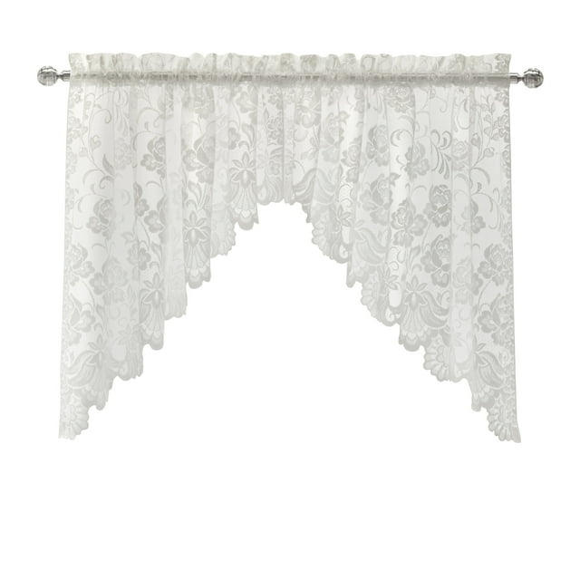 Louis Floral Lace Window Curtain Swag Pair 72 x 32 - Walmart.com