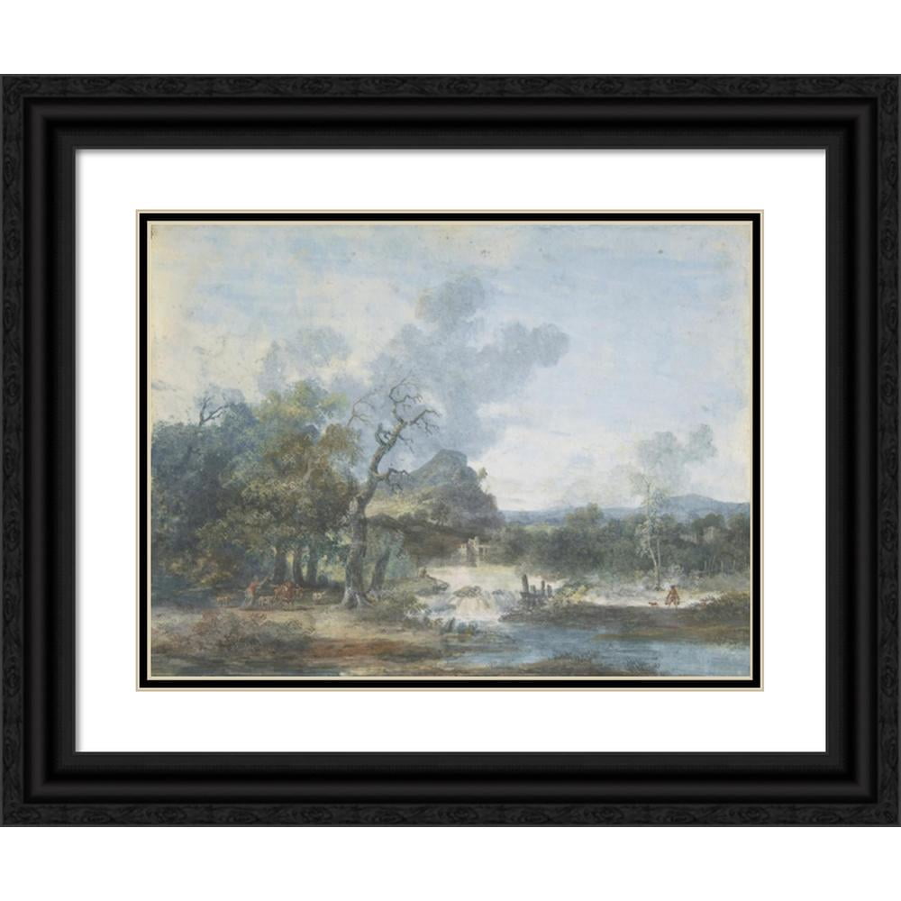 Louis Gabriel Moreau 14x12 Black Ornate Wood Framed Double Matted ...