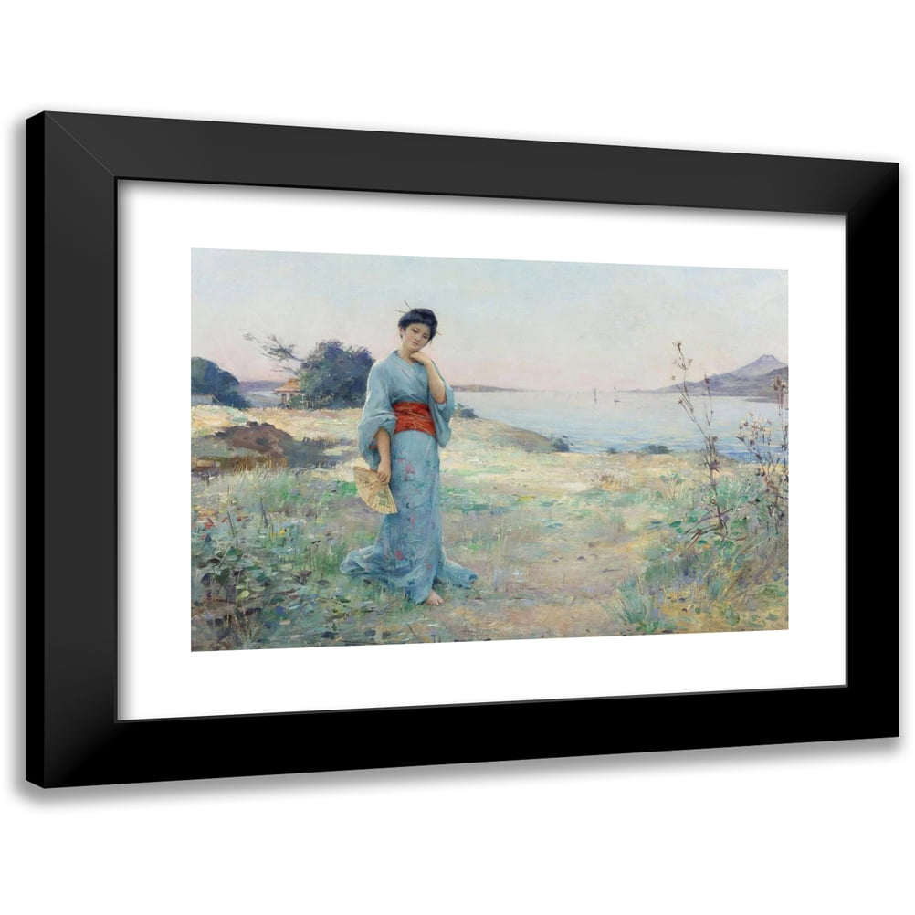 Louis-Joseph-Raphaël Collin 24x17 Black Modern Framed Museum Art Print Titled - The Blue Kimono ...
