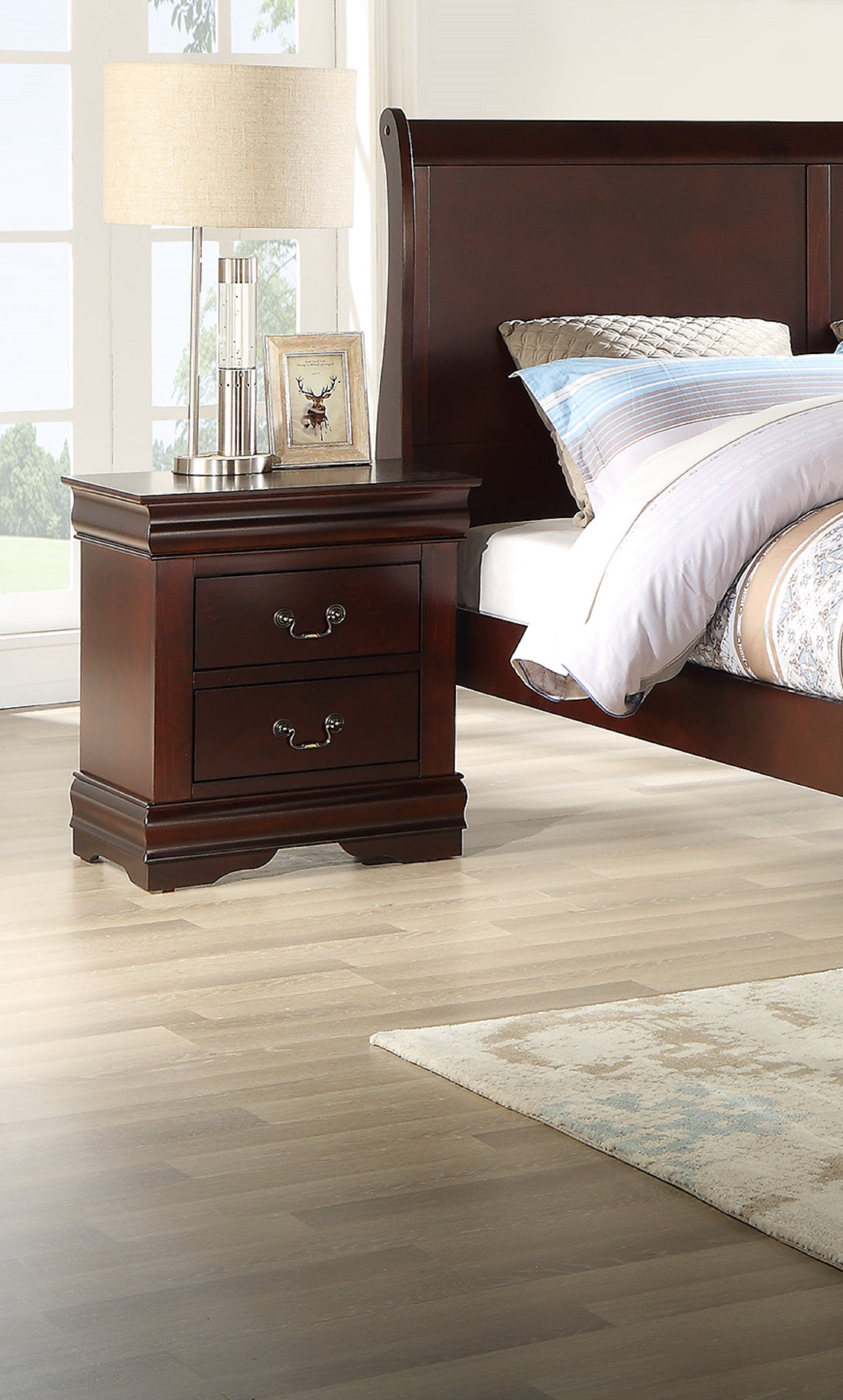 Louis Philip Cherry Finish Solid Wood Two-Drawer Contemporary ...