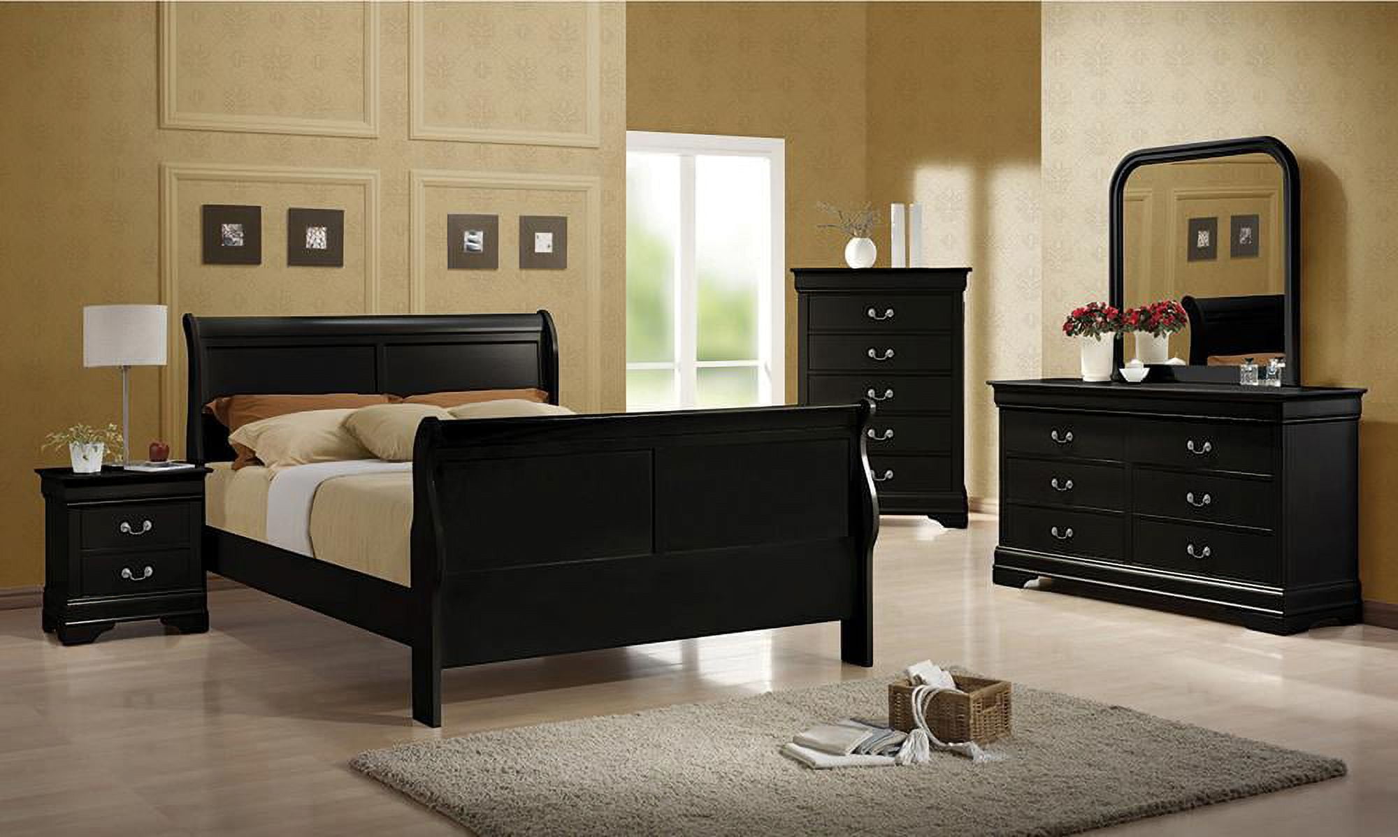 Louis Philippe Bedroom Set with Sleigh Headboard - Walmart.com