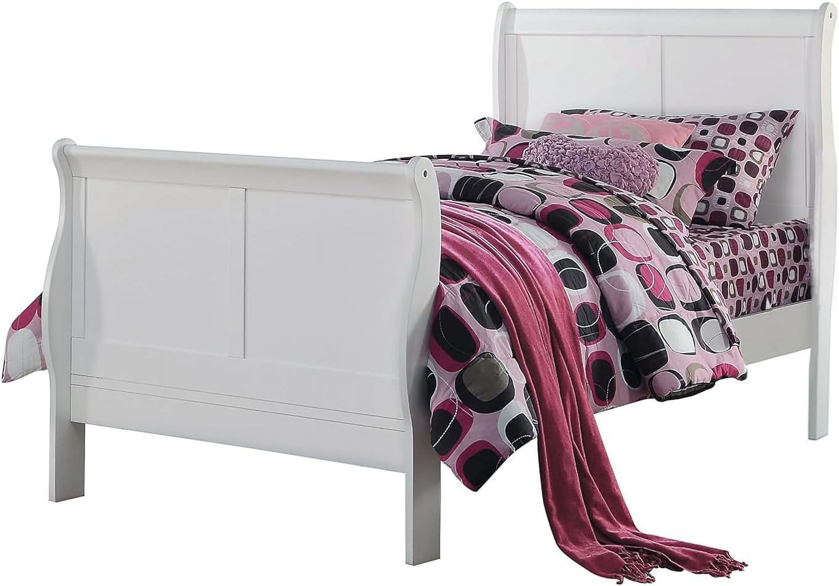 Louis Philippe III White Sleigh Bed Wood Construction, Casegood Drawer ...