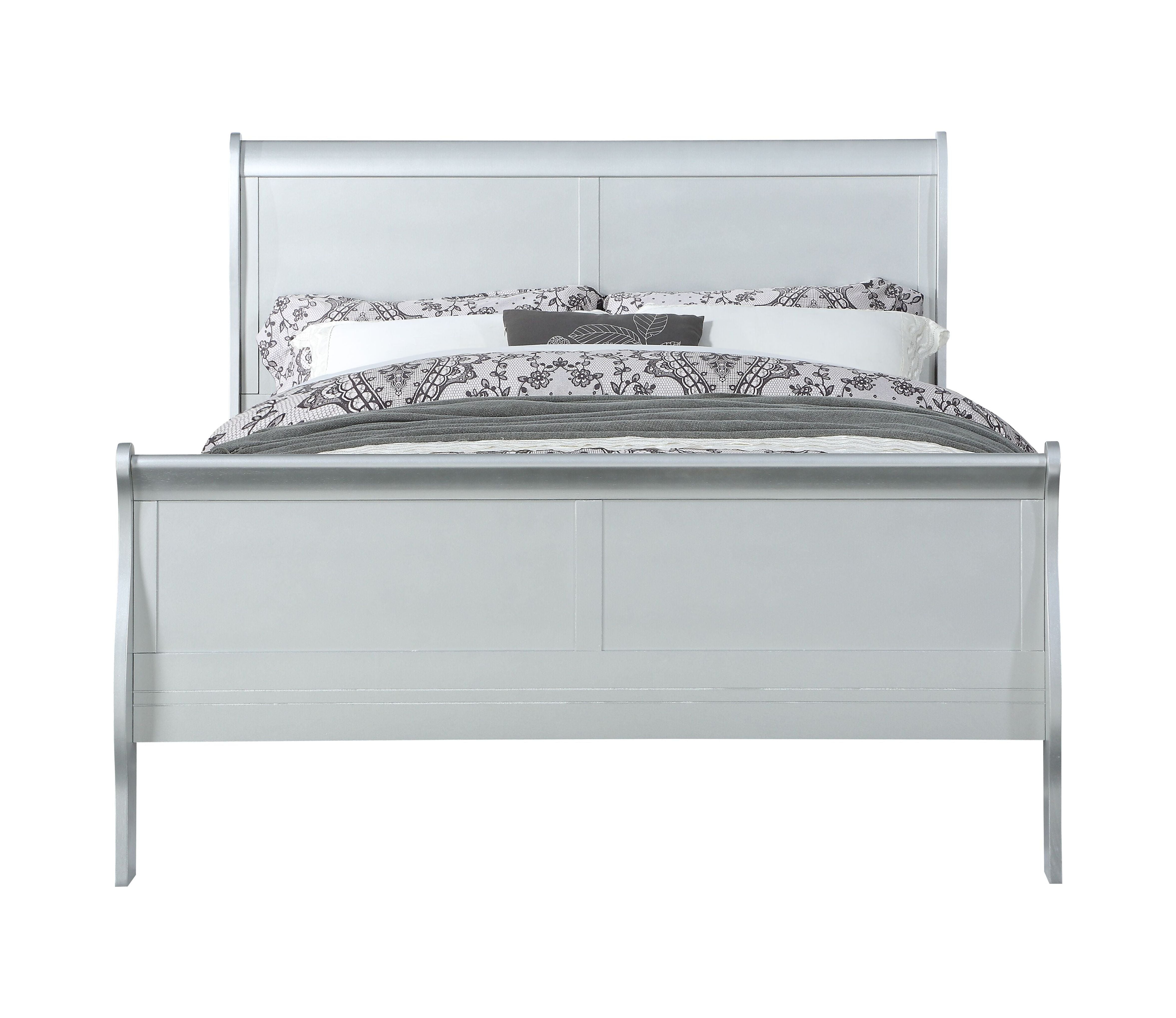 Louis Philippe Platinum King Sleigh Bed - Eastern King, Silver Grey ...