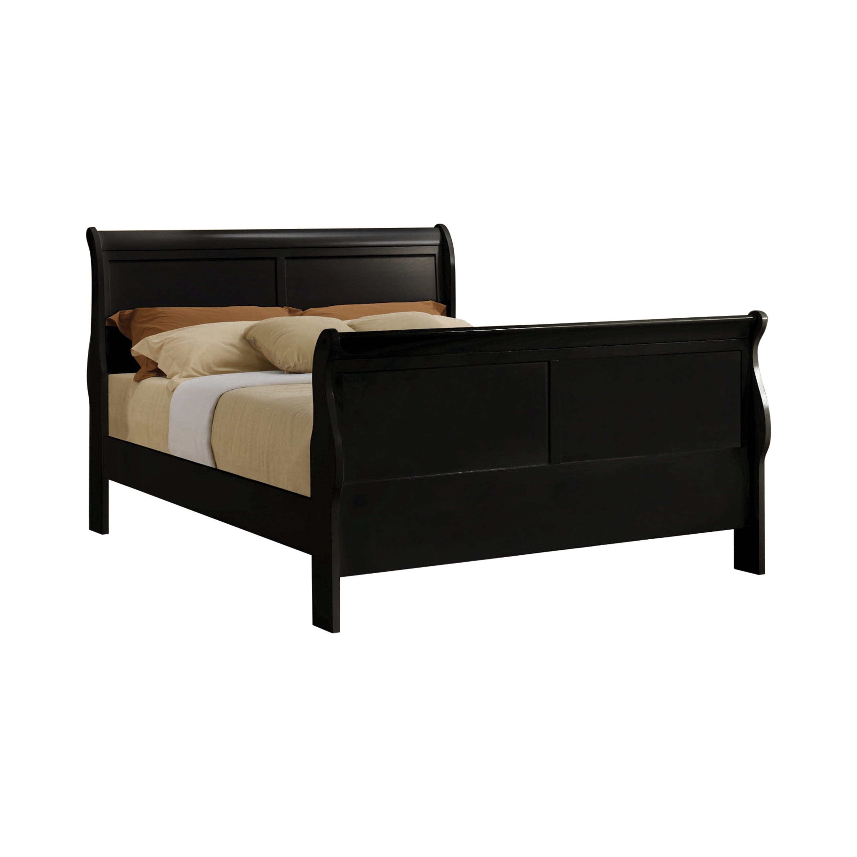 Louis Philippe Queen Sleigh Panel Bed - Black Finish - Walmart.com