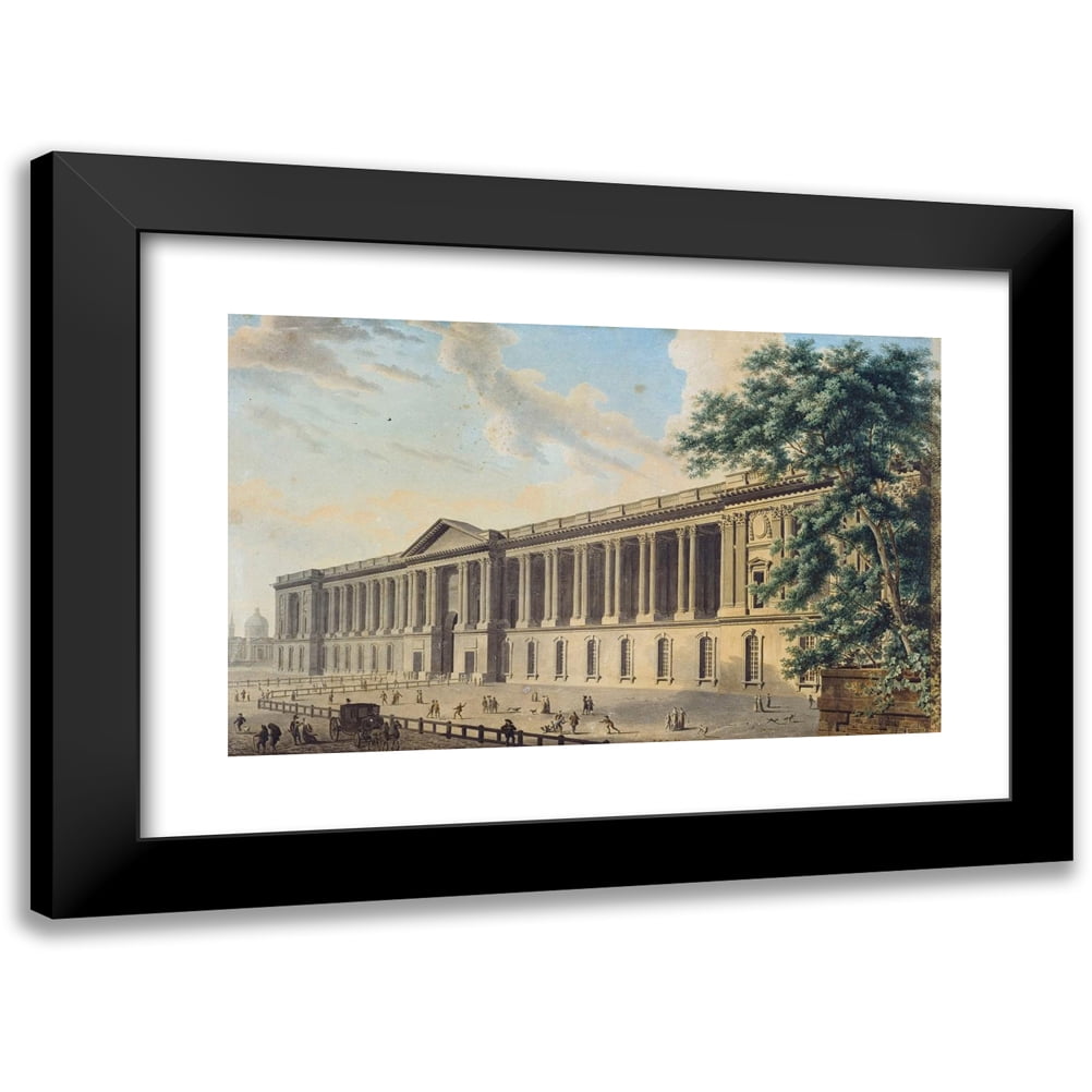 Louis-Pierre Baltard 24x16 Black Modern Framed Museum Art Print Titled - The Louvre Colonnade ...