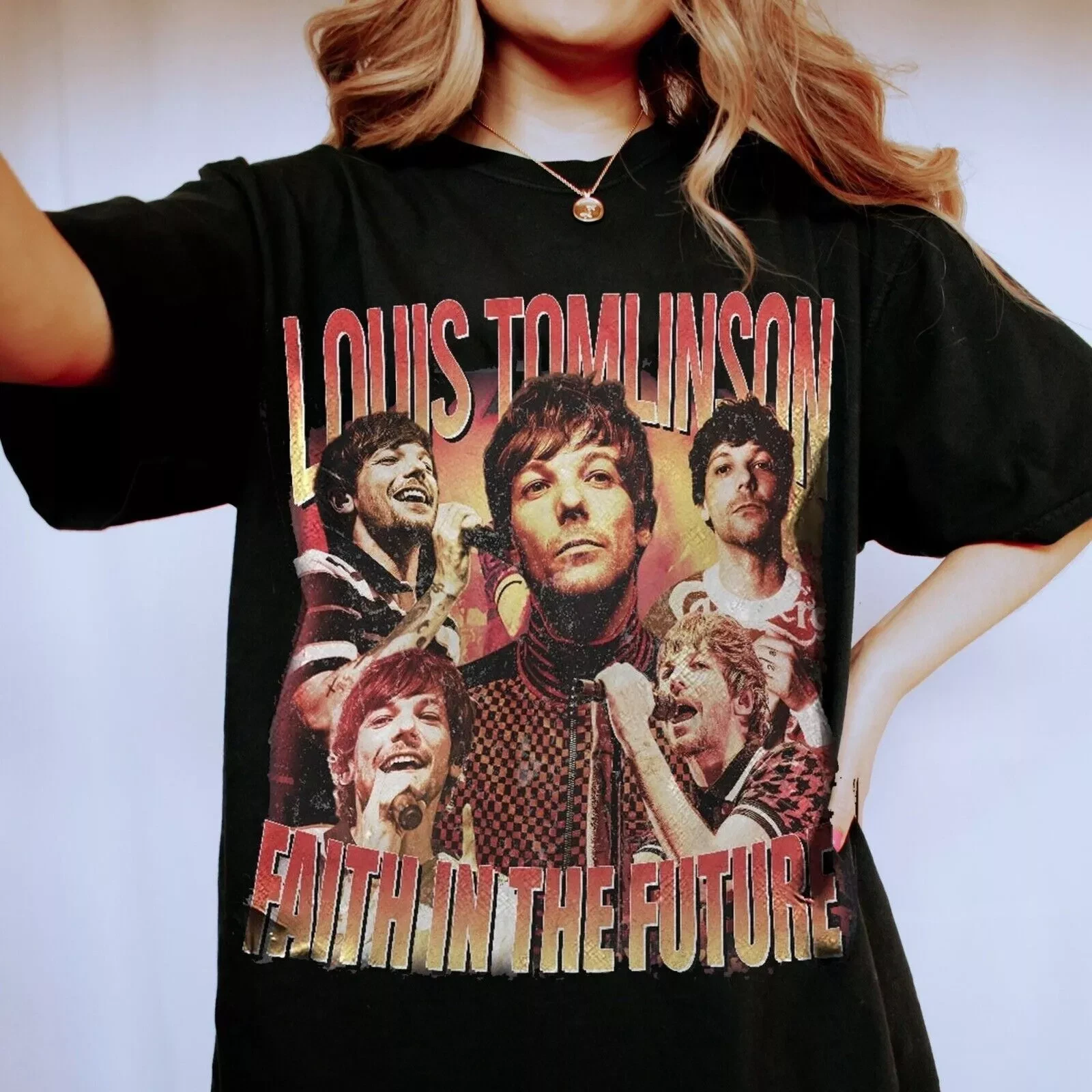 Louis Tomlinson One Direction Short Sleeve Black T-Shirt - Walmart.com