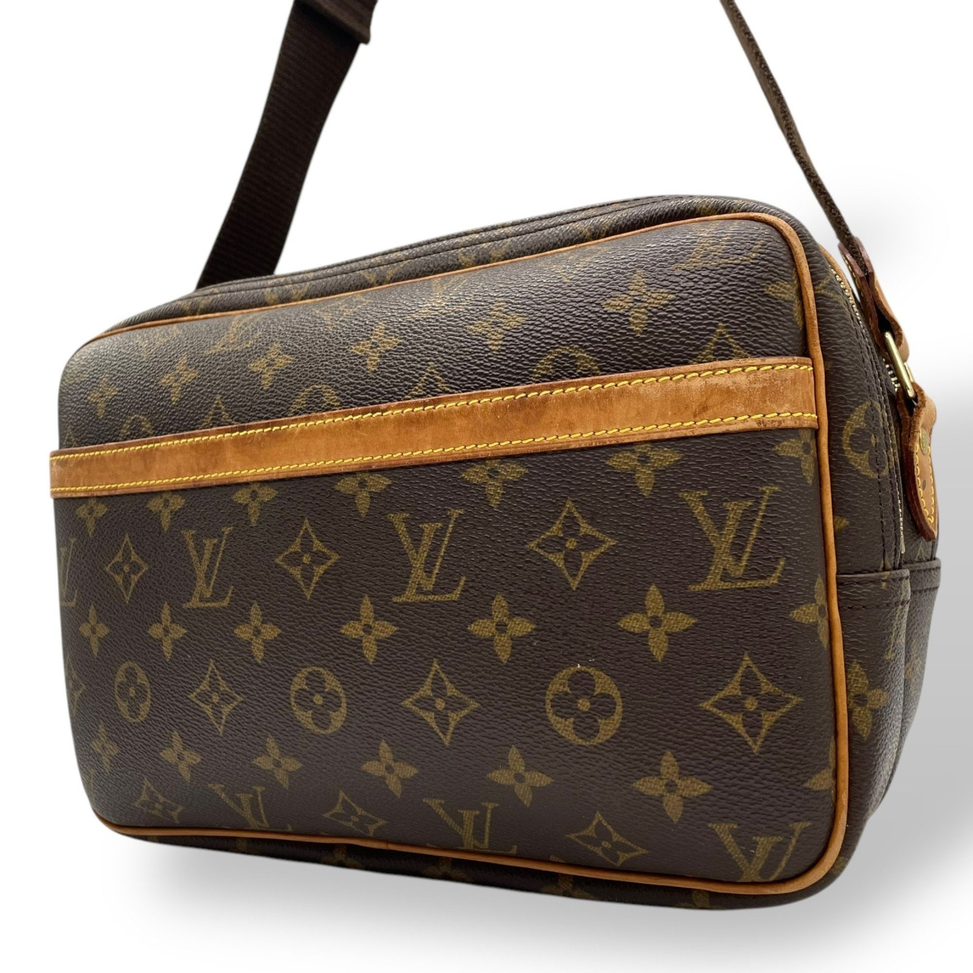 Pre-Owned Louis Vuitton Monogram Reporter PM Shoulder Bag M45254 Leather Brown Women's (Good ...