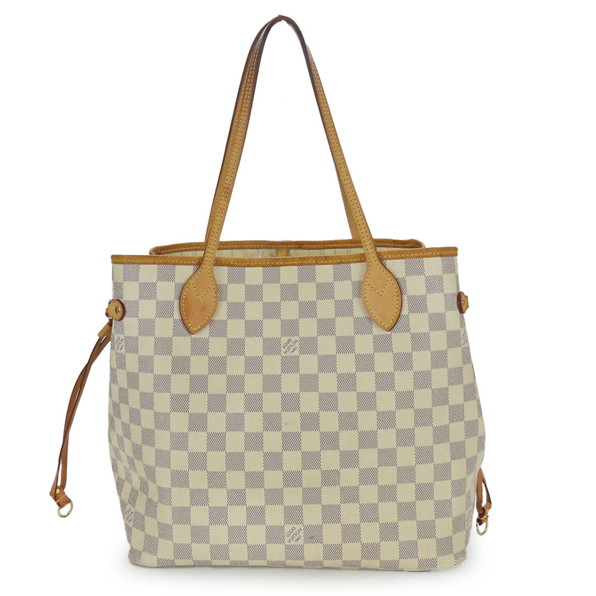 Pre-Owned Louis Vuitton Tote Bag Neverfull MM N51107 Damier Azur Cream ...