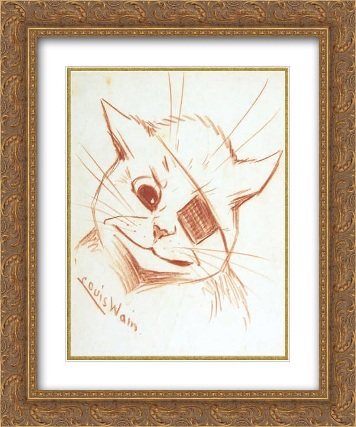 Louis Wain 2x Matted 20x24 Gold Ornate Framed Art Print 'ONE EYE ON YOU ...