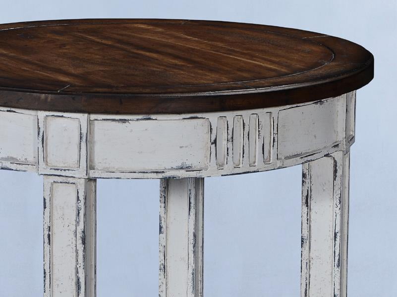 Louis XVI Style San Maria Lamp Table | Antiqued White and Pecan ...