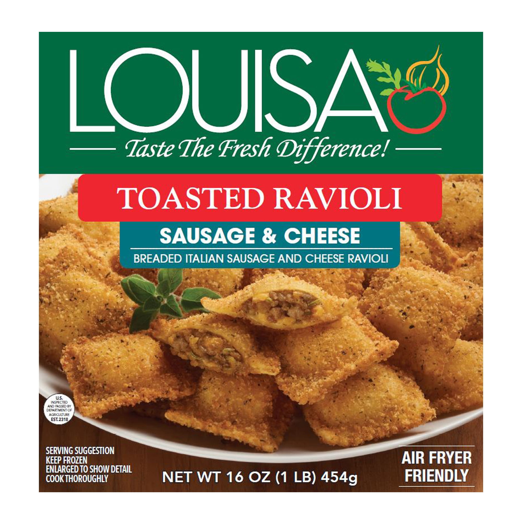 Louisa Toasted Sausage & Cheese Ravioli 16 oz Frozen Pasta Appetizer ...