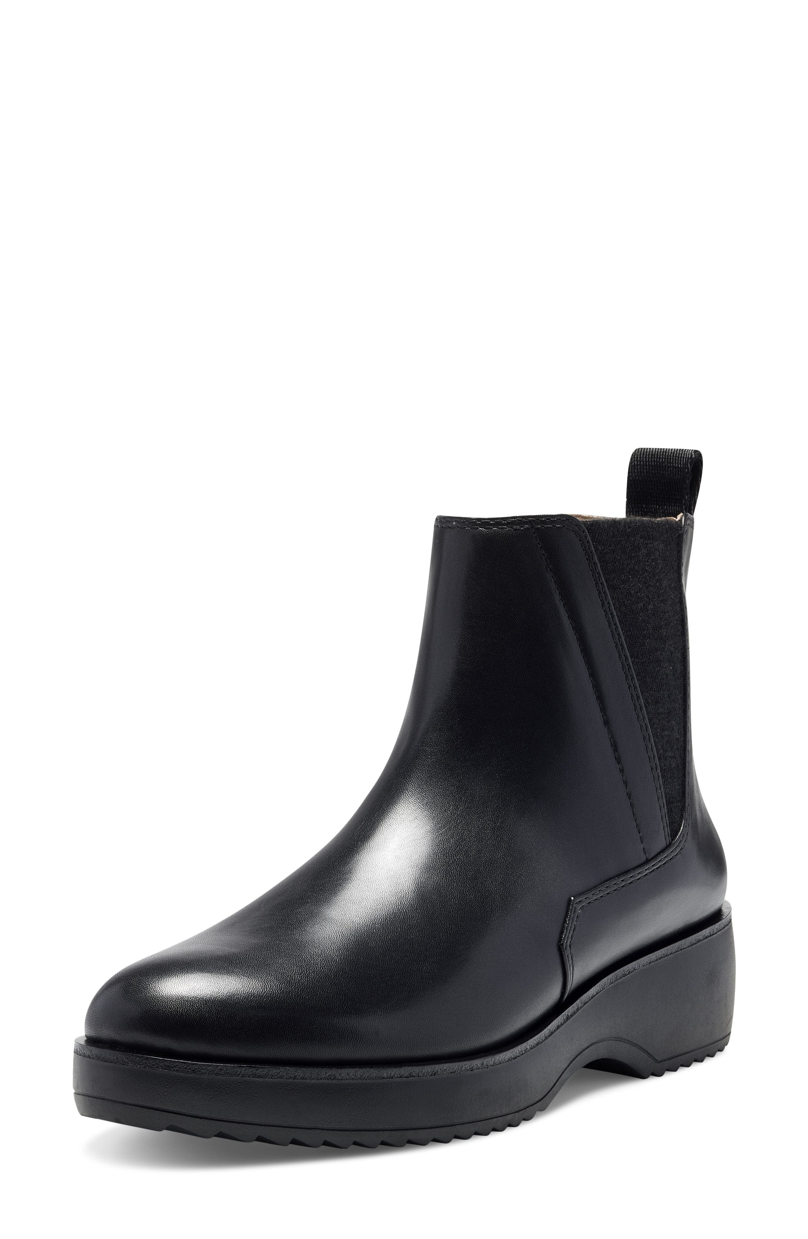 Louise Et Cie Zareb Black Leather Wedge Ankle Pull-on Chelsea Platform ...