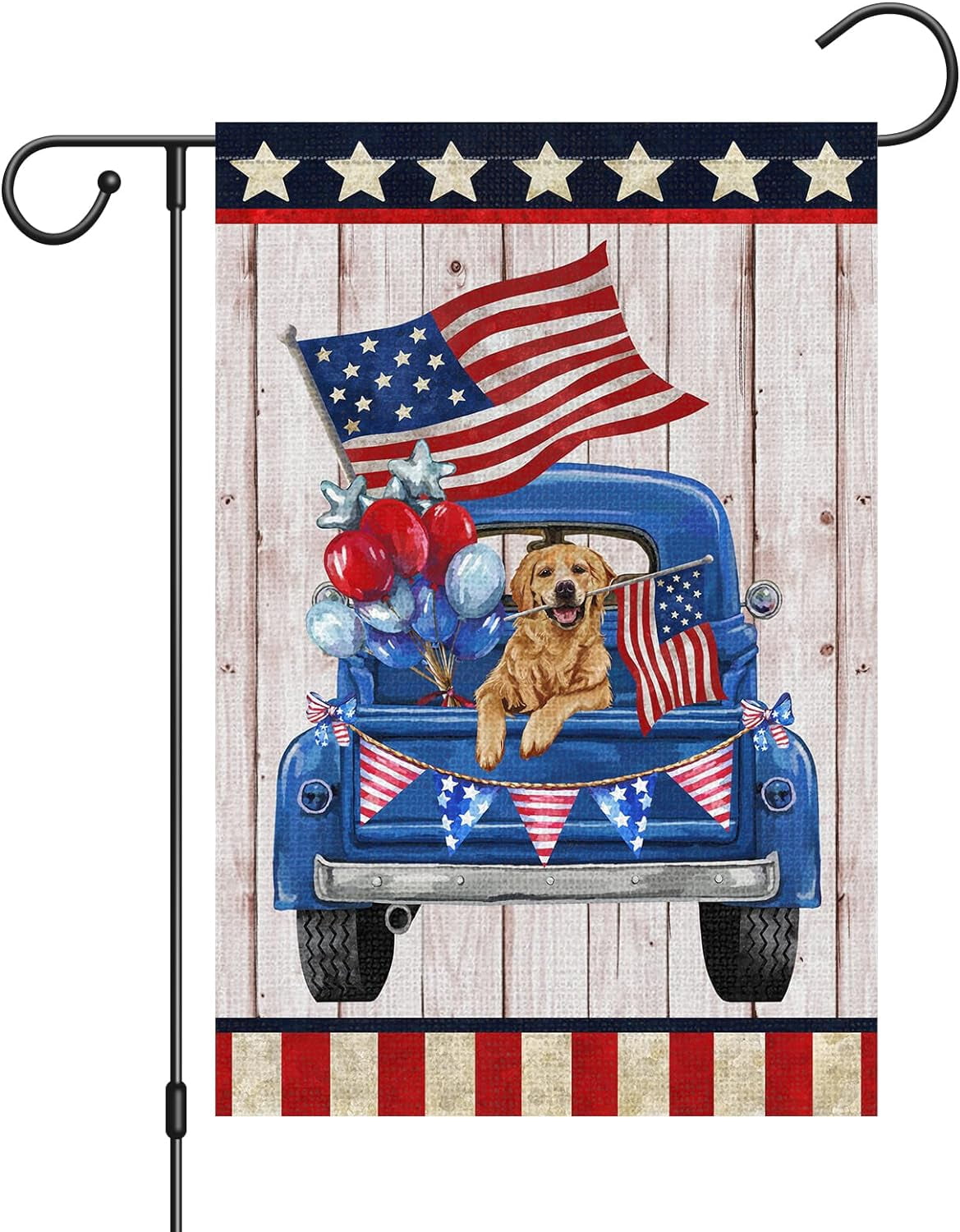 Louise Maelys 4th of July Garden Flag 28x40 Double Sided, Large Burlap ...