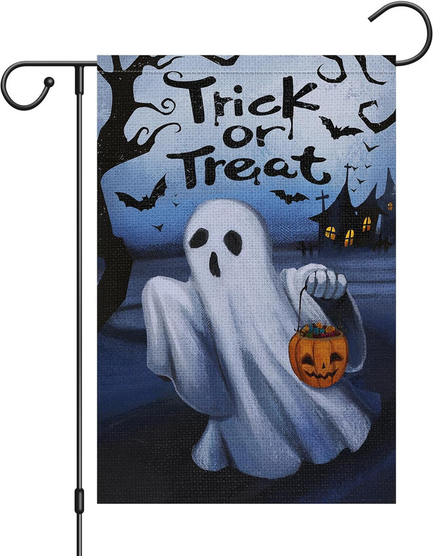 Louise Maelys Halloween Ghost Garden Flag 12x18 Double Sided, Burlap ...