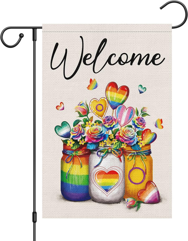 Louise Maelys Love is Love LGBT Garden Flag 12x18 Double Sided Burlap ...