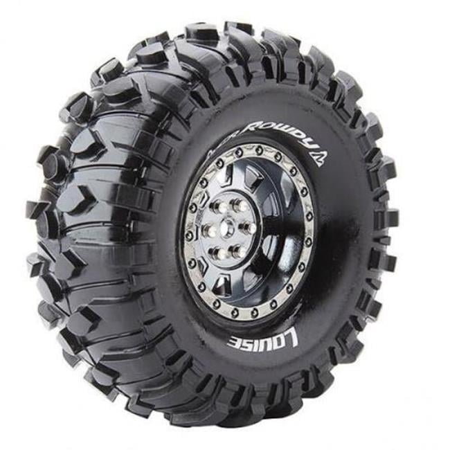 Louise RC LOUL-T3233VBC 1.9 in. Black & Chrome Rim 12 mm Hex 1-10 Scale Super Soft CR-Rowdy Tire ...