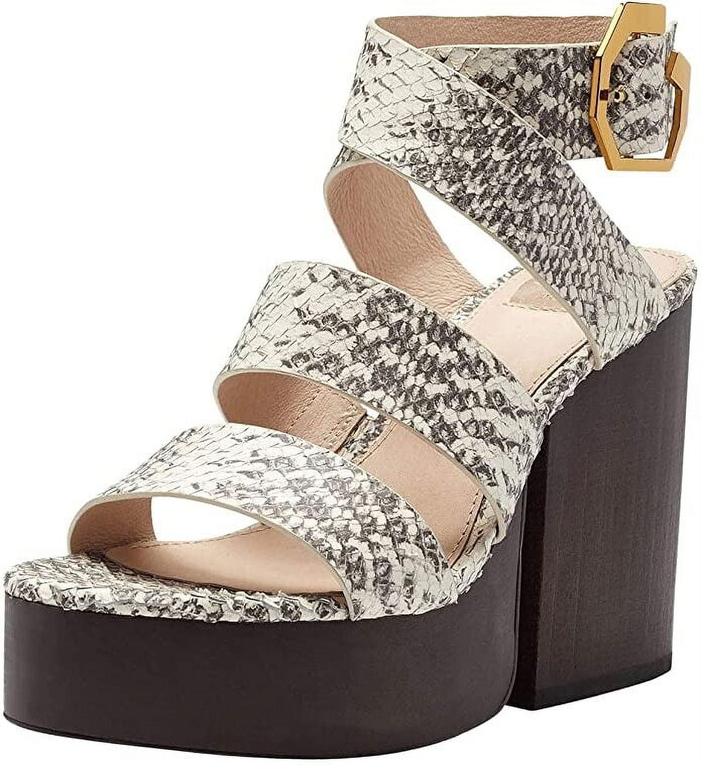 Louise et Cie DENISSE Grey White Snake Platform Block Heeled Wedges Sandals (GREY/WHITE, 6.5 ...