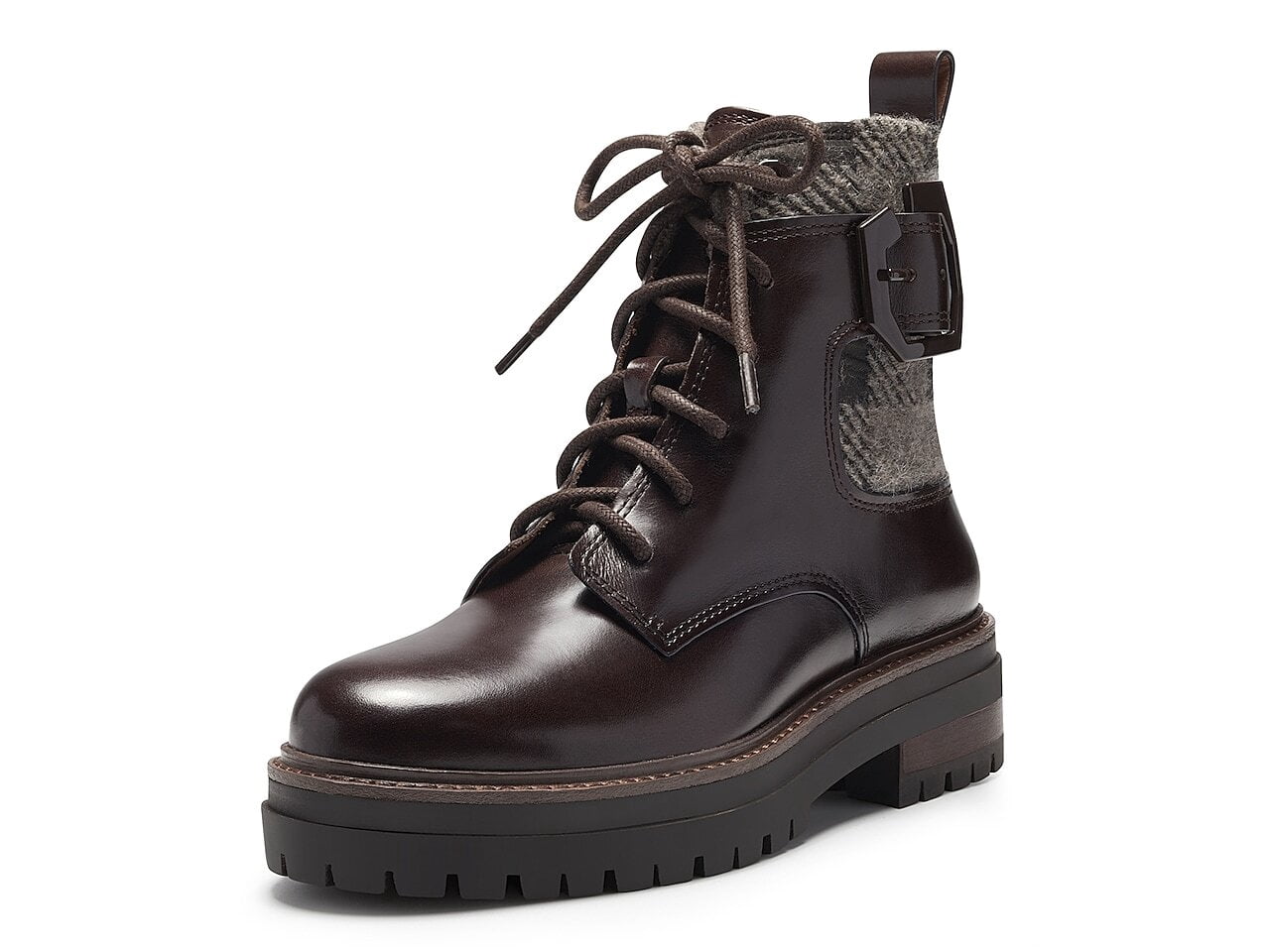 Louise et Cie Saliha Chunky Brown Leather Lug Sole Moto Chic Lace-Up ...