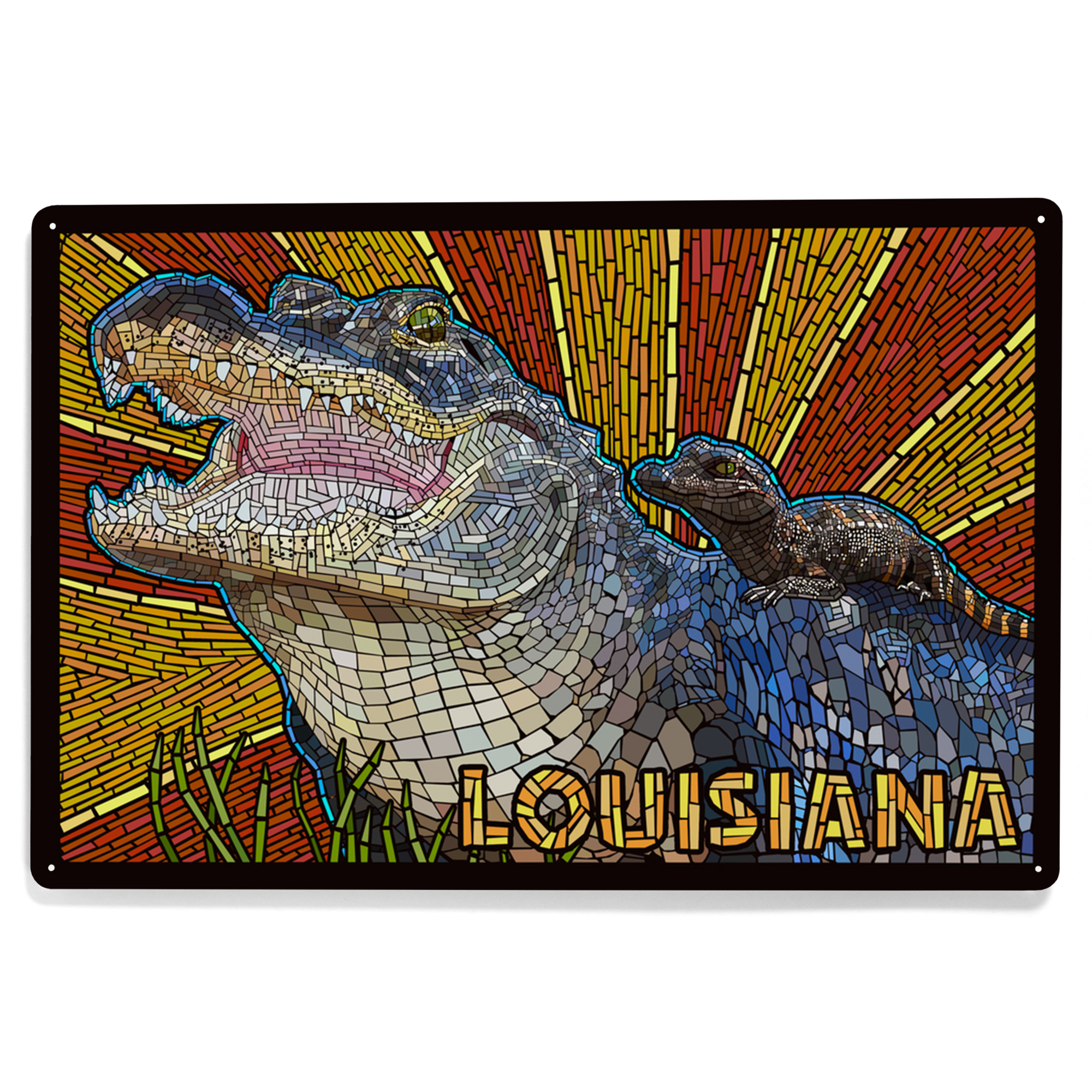 Louisiana, Alligator, Mosaic (12x18 Aluminum Art, Indoor Outdoor Metal ...