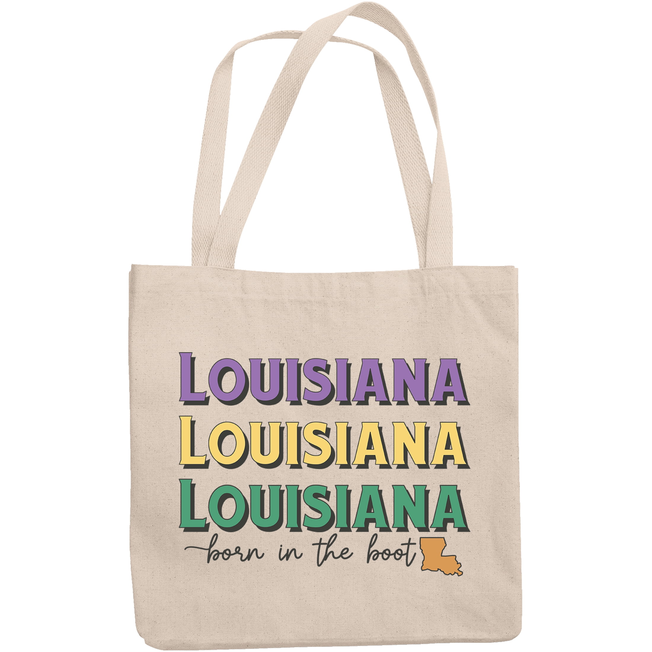 Louisiana, Born in the Boot with State Map Art Merch Gift, 12oz Canvas Tote Bag - Walmart.com