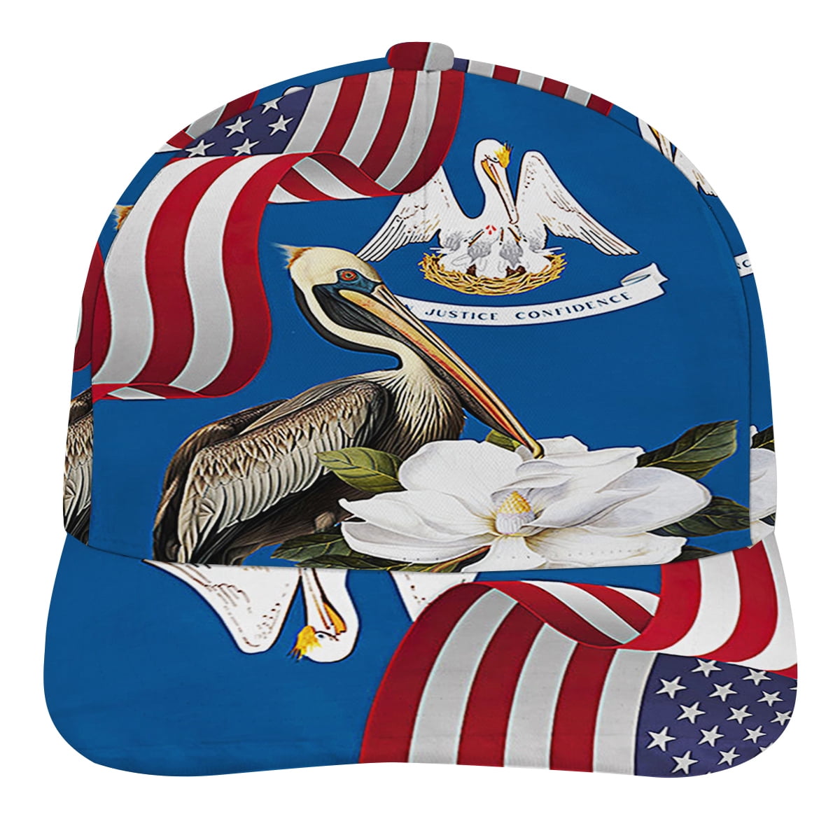 Louisiana Brown Pelican Bird and Magnolia Flower baseball cap hat ...