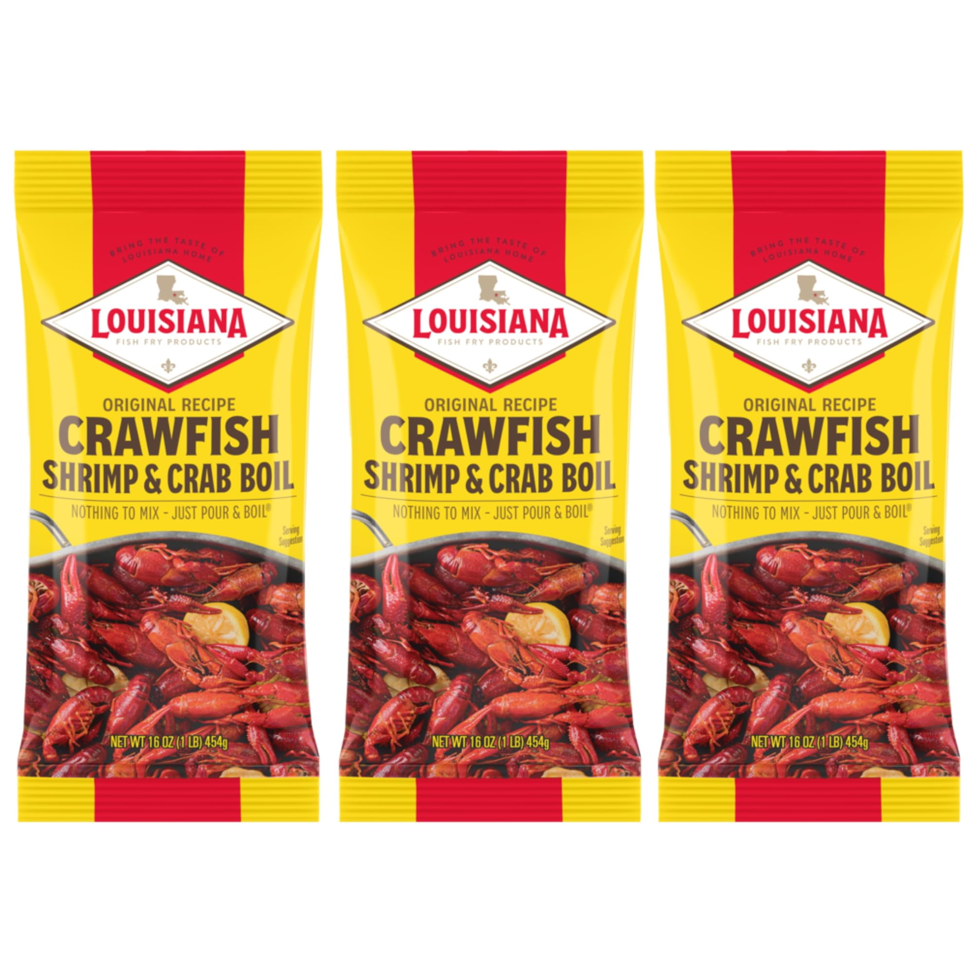 Louisiana Fish Fry Crawfish, AKF18 Shrimp & Crab Boil, 16oz,(Pack of 3 ...