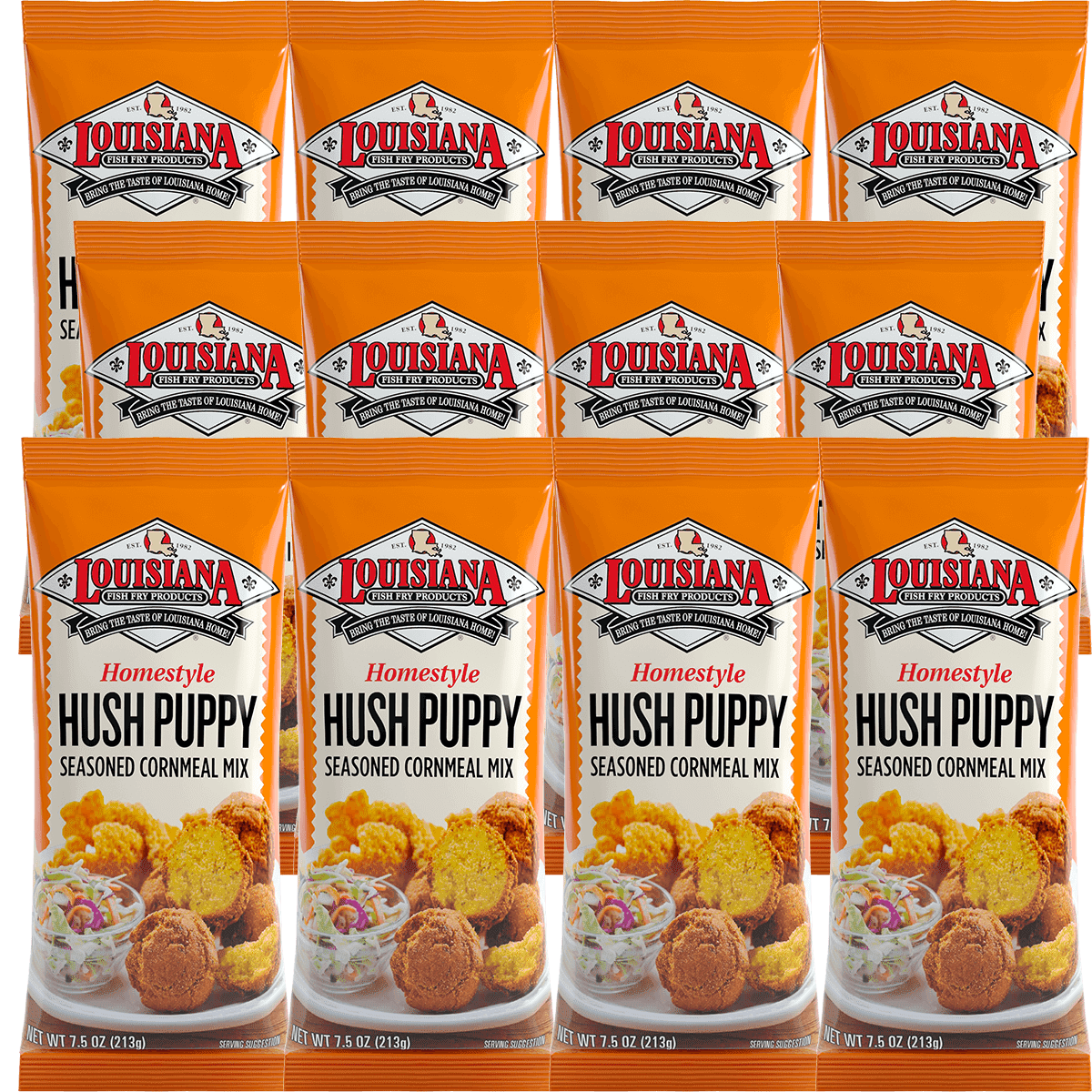 Louisiana Fish Fry Hush Puppy Seasoned Cornmeal Mix 7.5 oz - Pack of 12 ...