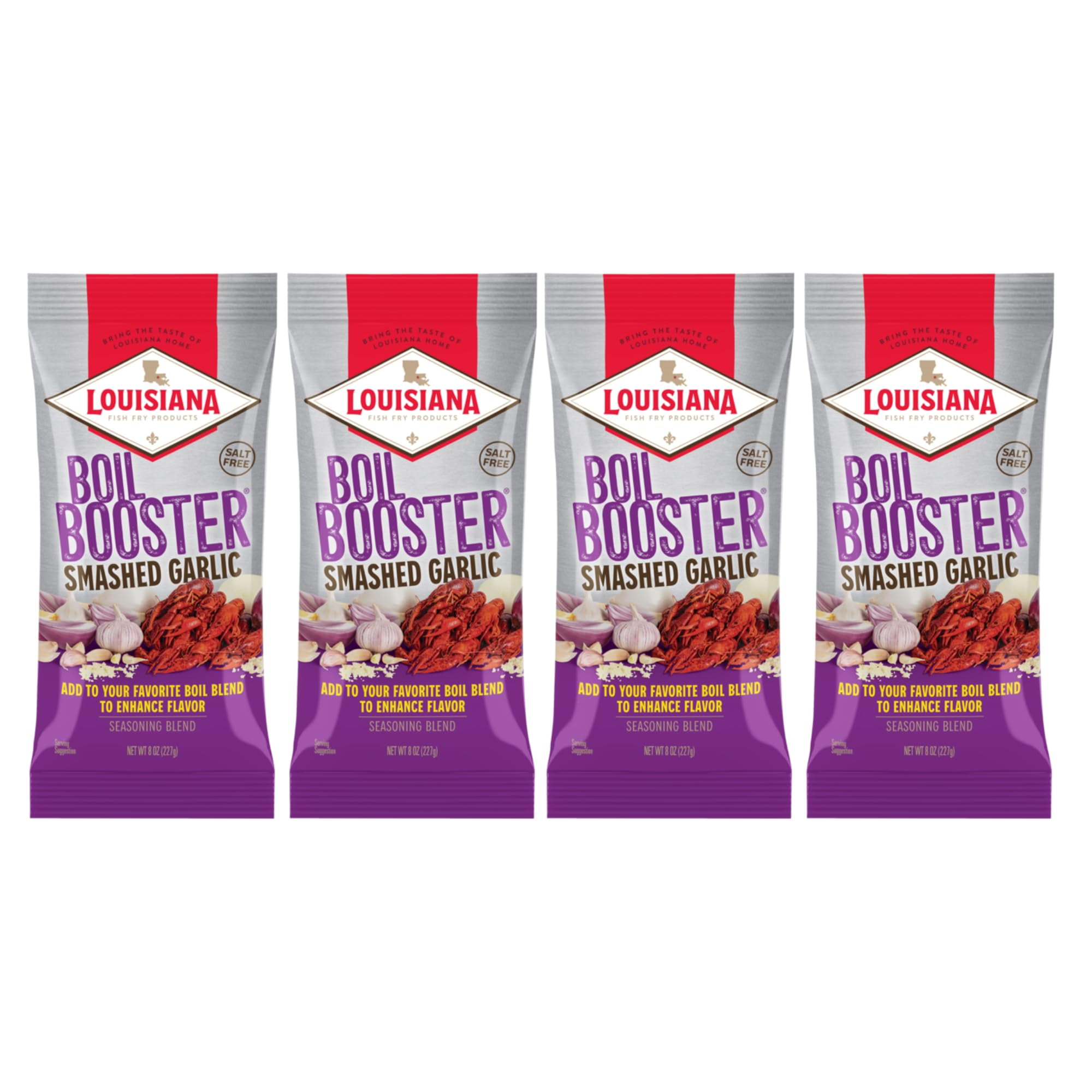 Louisiana Fish Fry, Smashed YPF5 Garlic Boil Booster, 8 oz (Pack of 4 ...