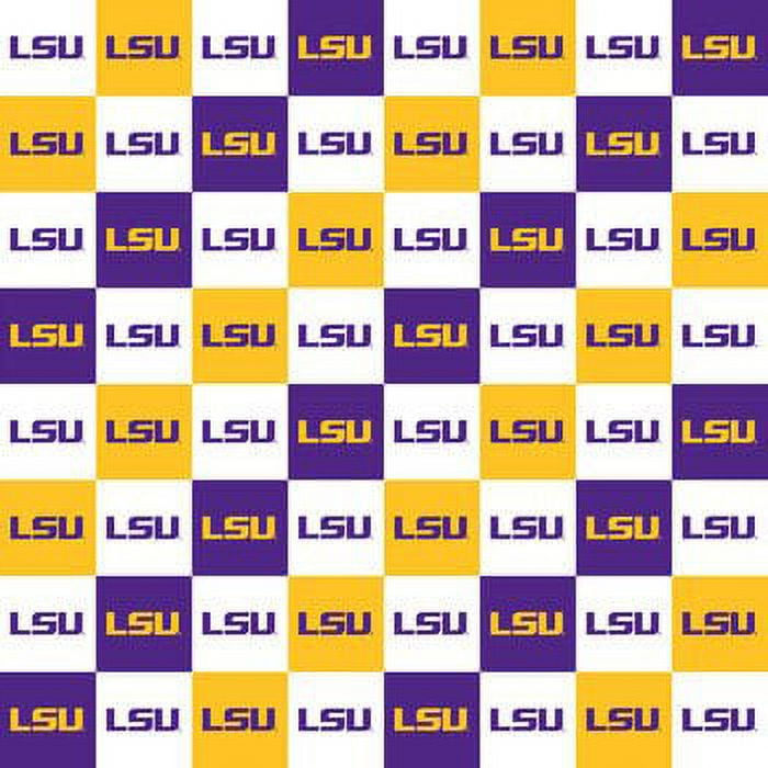 Louisiana-LSU Cotton Fabric with Collegiate Check Pattern-Sold by the ...