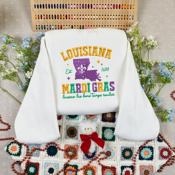 Louisiana Mardi Gras Embroidered Sweatshirt Hoodie, New Orleans ...