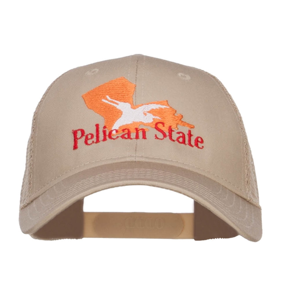 Louisiana Pelican State Embroidered Mesh Cap - Khaki OSFM - Walmart.com