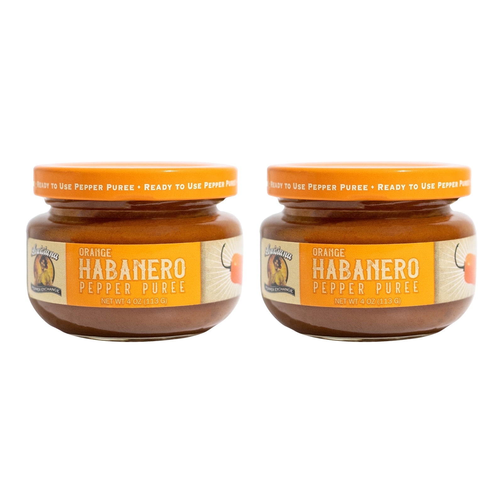 Louisiana Pepper Exchange Orange Habanero Pepper Sauce, 4oz Puree, 2 ...