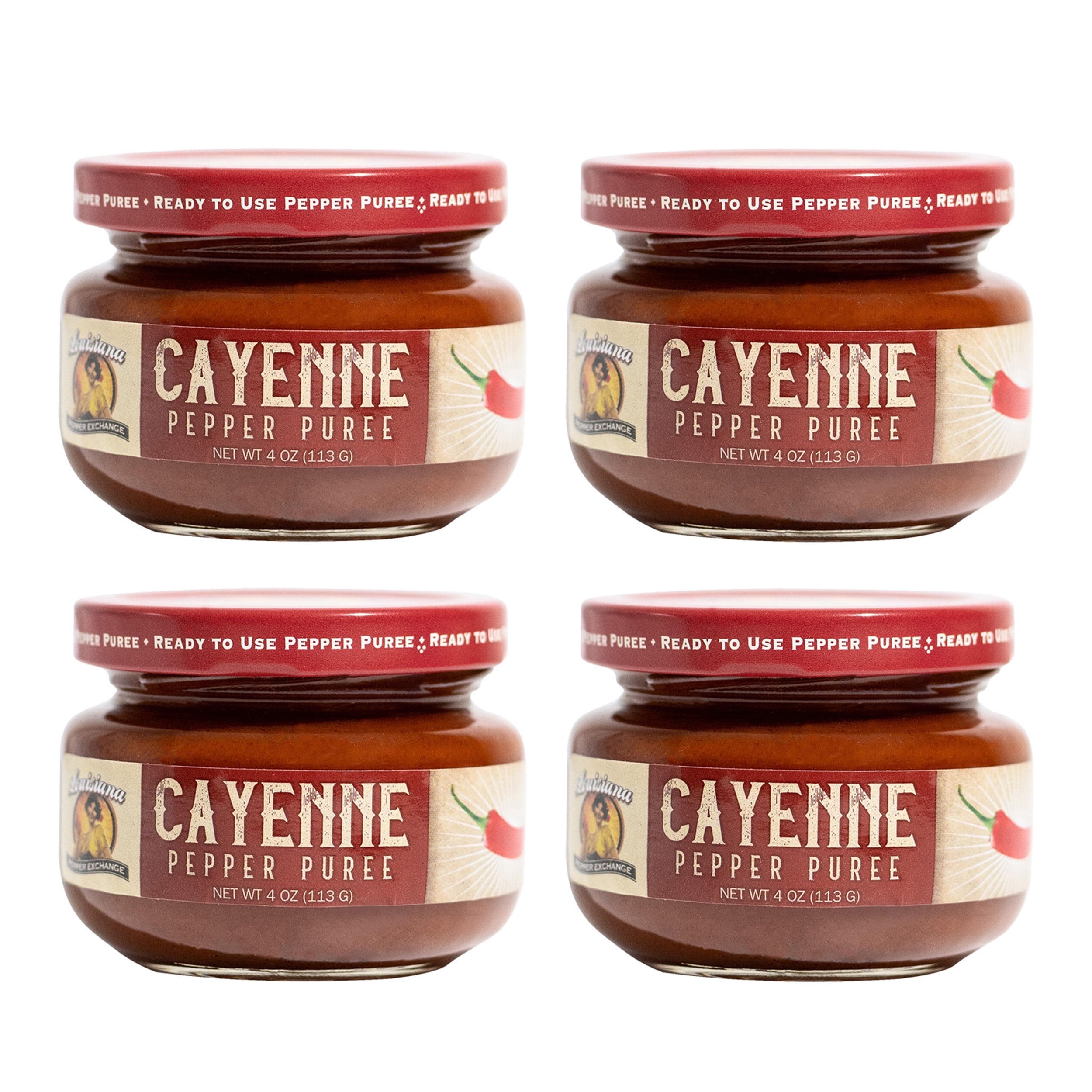 Louisiana Pepper Exchange 4oz Red Cayenne Pepper Puree Sauce, 4-Pack ...
