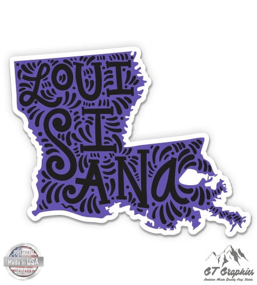 Louisiana Shape Cute Letters Native Local - 12" Vinyl Sticker ...