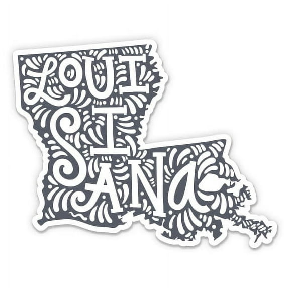 Louisiana Shape Cute Letters Native Local - 5" Vinyl Sticker - For Car ...